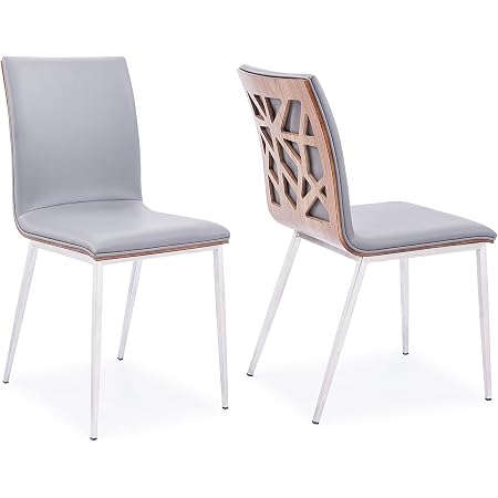 Amazon.com - Armen Living Café Dining Chair Set of 2 in White Faux ...