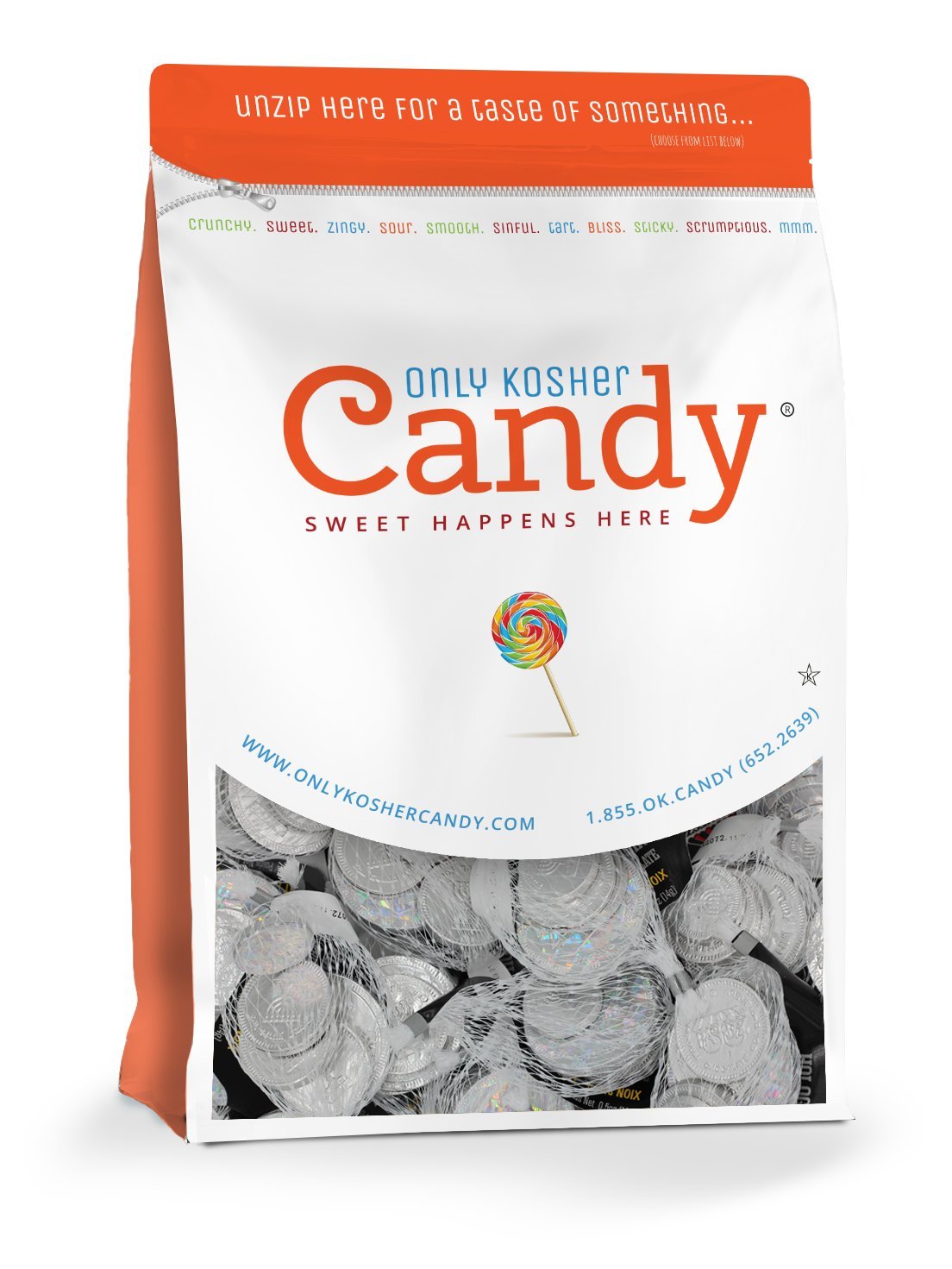 Amazon.com: Only Kosher Candy Bulk Nut Free Parve Silver Foil Wrapped ...