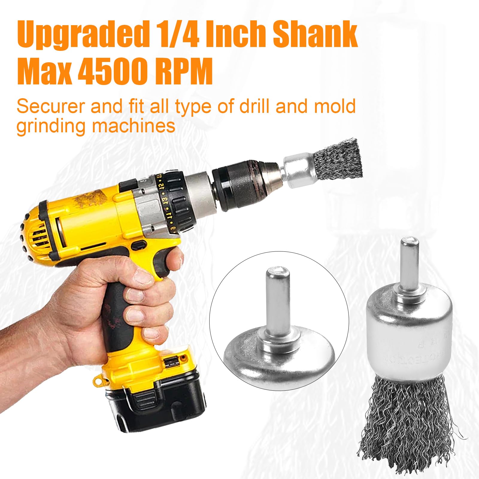 Snapklik.com : 30 Pcs Wire Brush For Drill, 6 Sizes 0.012" Crimped ...