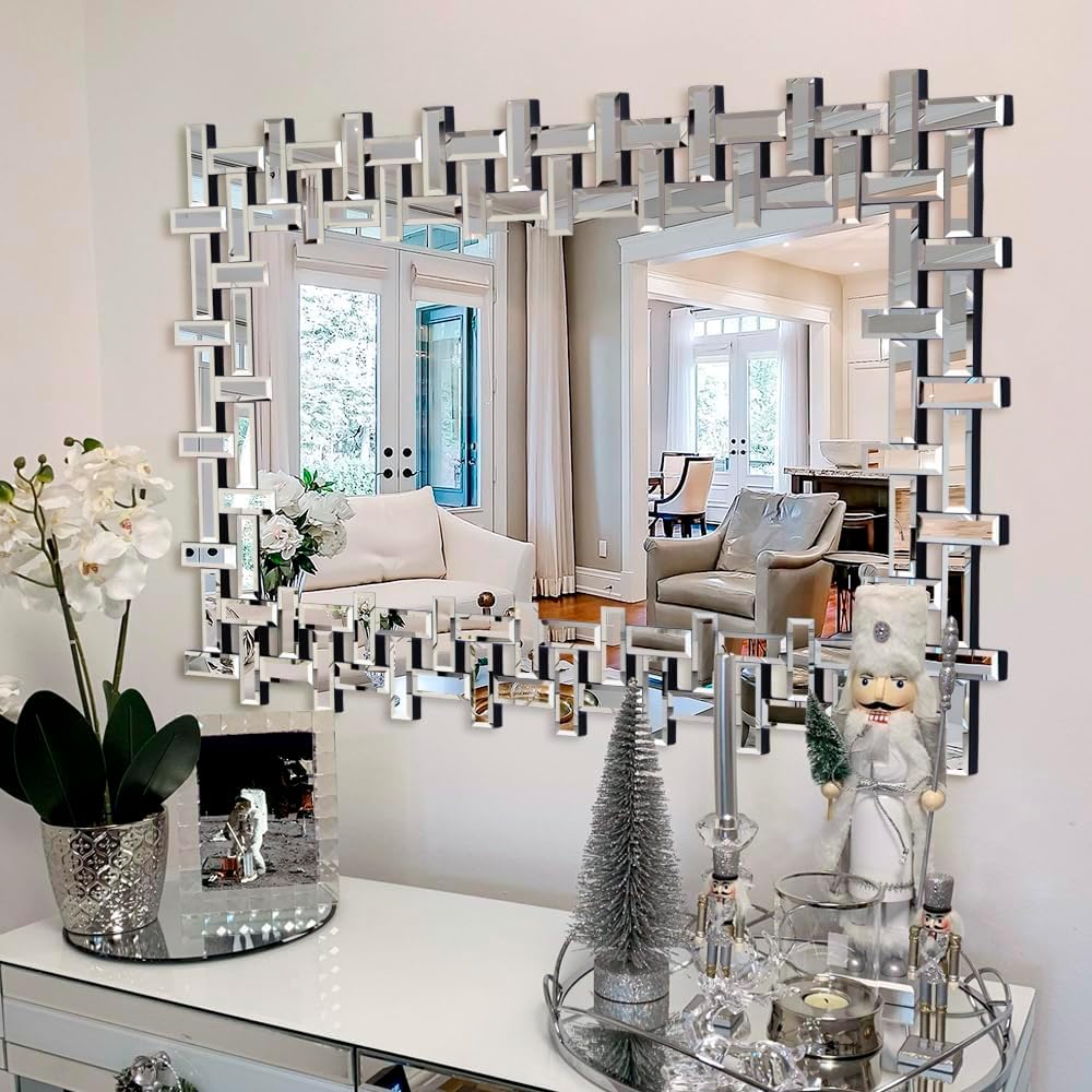 Amazon.com: Furniturebox UK Wall Mirror - Venetian Large Silver ...