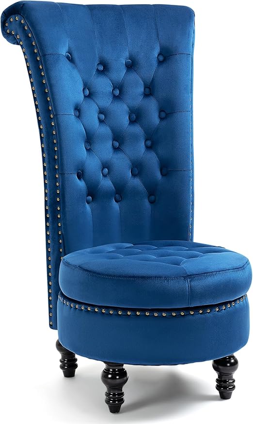 Amazon.com: AVAWING High Back Throne Chair, Velvet Armless Royal Accent ...