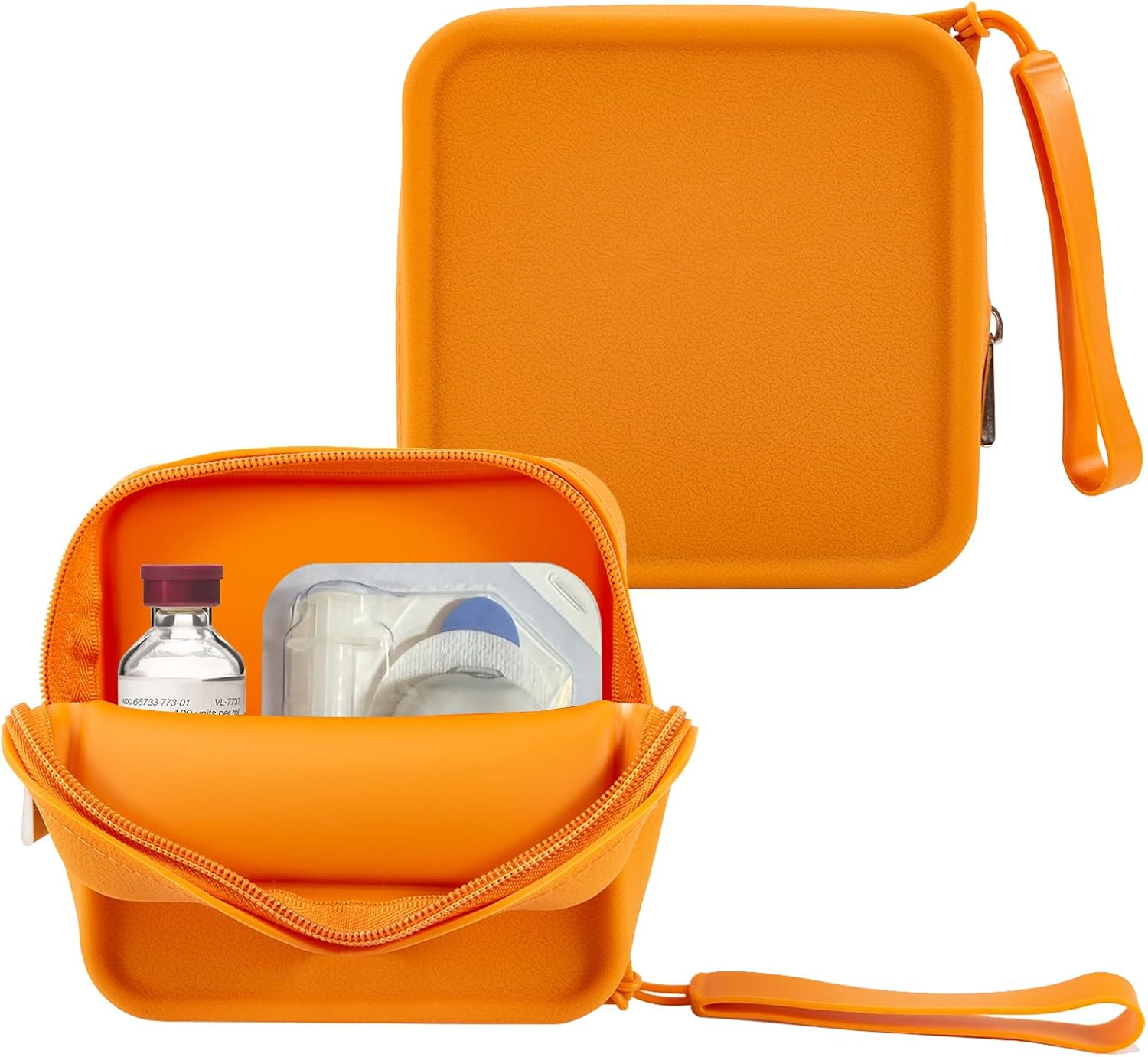Amazon.com: SHFGYG Orange Silicone Diabetic Travel Case with Wrist ...