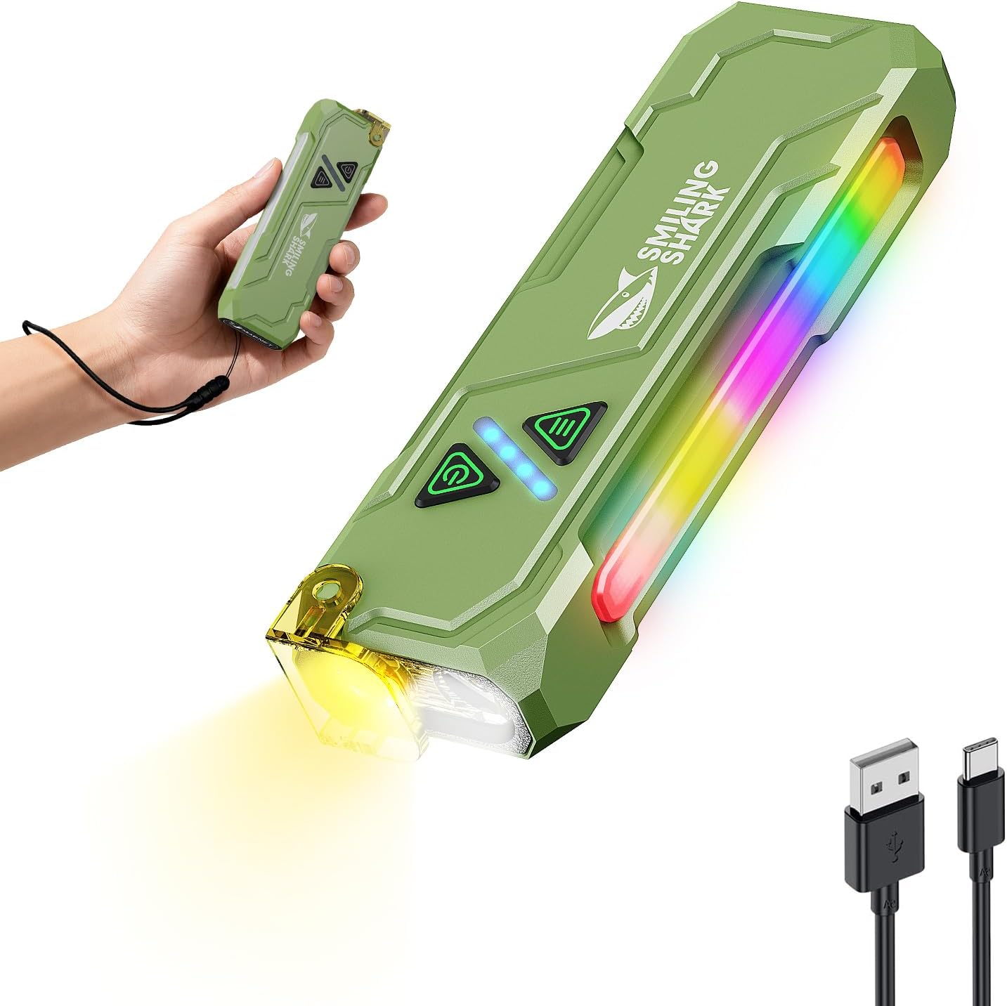 Smiling Shark ML01 Multifunctional Flashlight, Rechargeable LED Torch ...