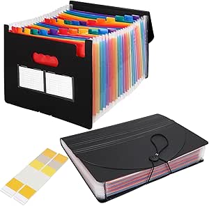 CYEER 2 Pack Expanding File Organiser, 24 Pockets Document Organiser ...