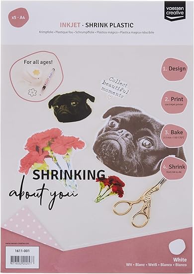 Vaessen Creative Shrink Art Printable, 5 Sheets, A4, with Shrink ...