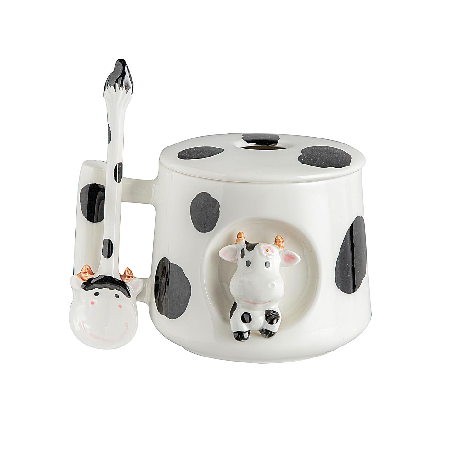 Buy DIHOclub Adorable 3D Ceramic Cow Mug with Lid and Spoon - Perfect ...