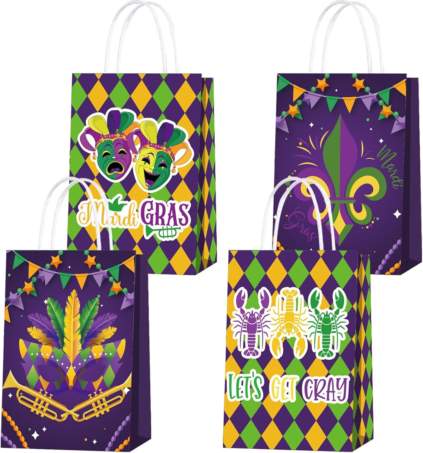 Amazon.com: 16 PCS Mardi Gras Party Bags Crown Masquerade Mask Goodies ...