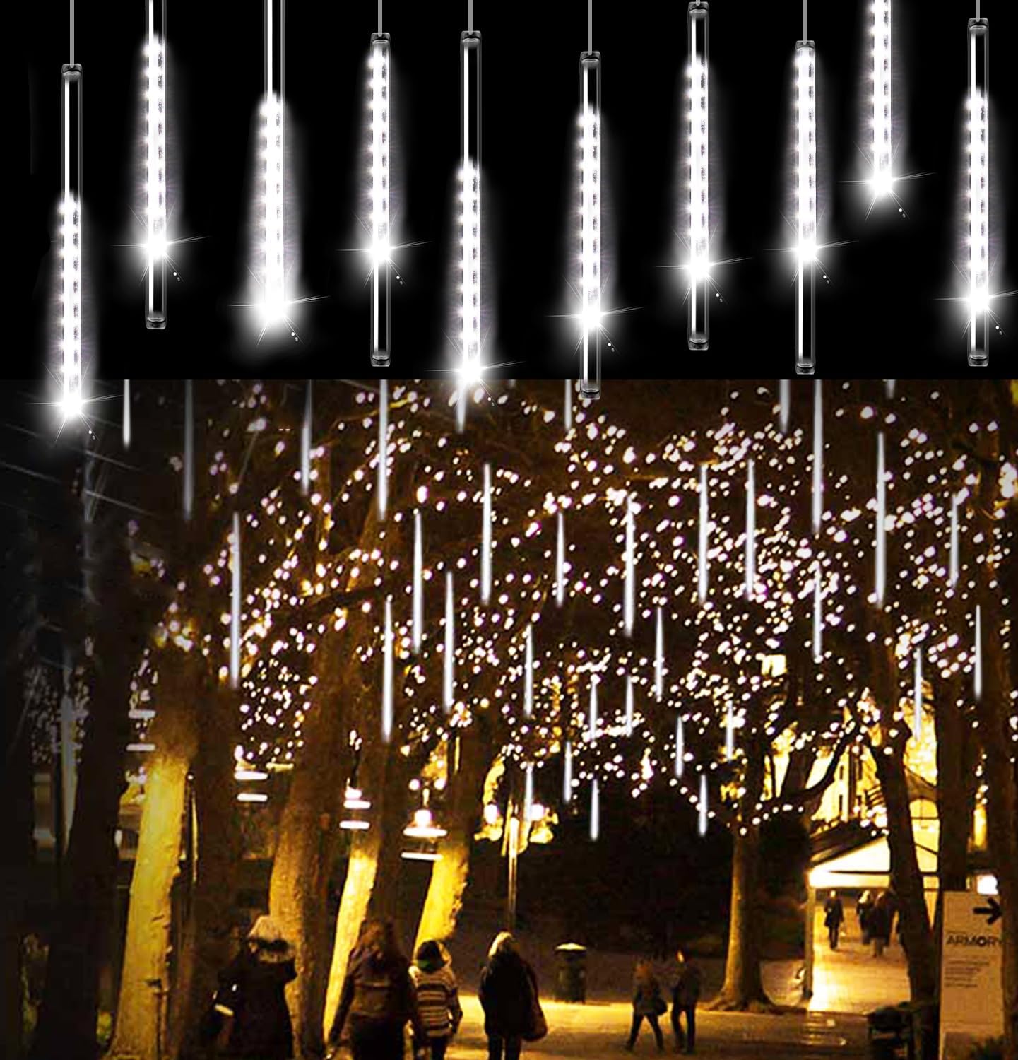 AWQ 16.9 Inch 10 Tubes Meteor Shower Lights 360LED Waterproof Falling ...