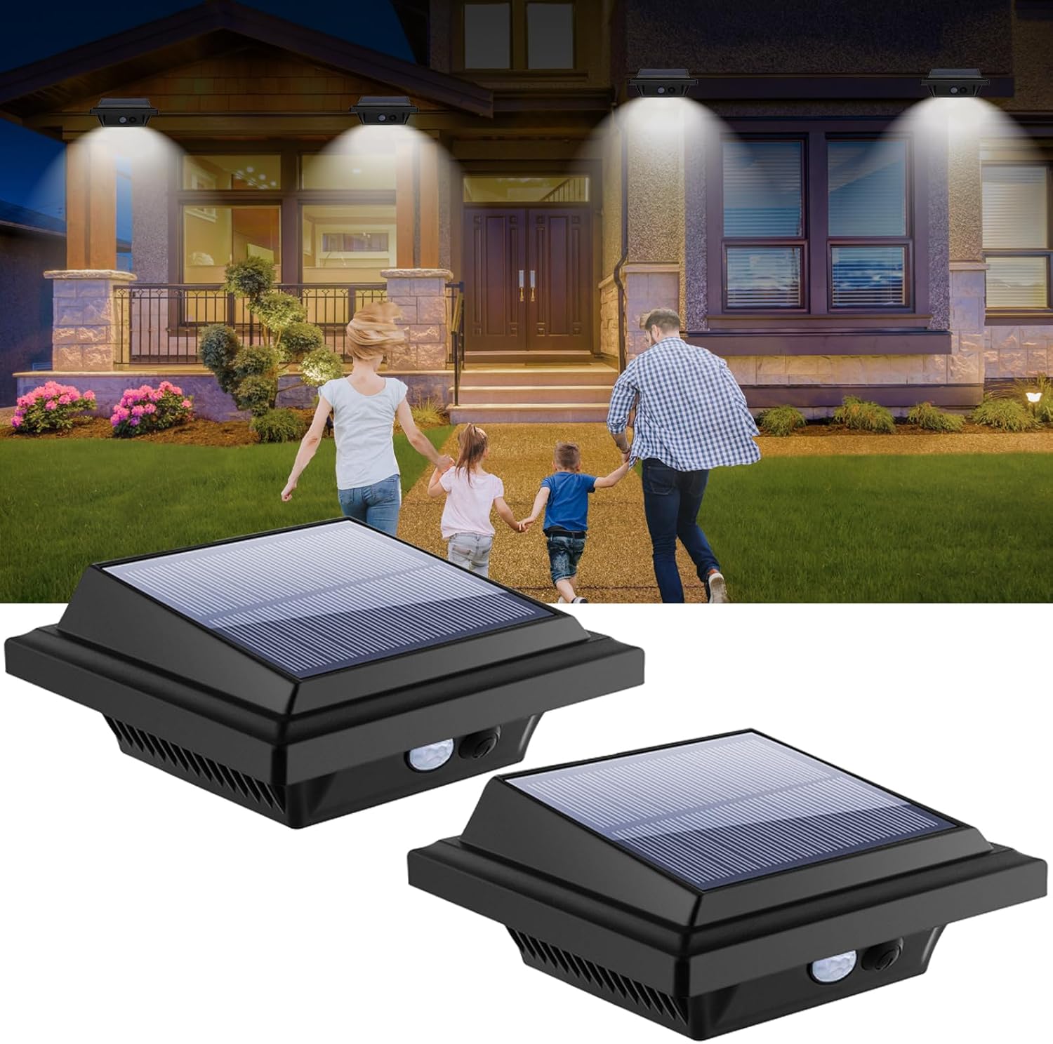 KEENZO Solar Outdoor Lights - Gutter Lights with Motion Sensor, Solar ...