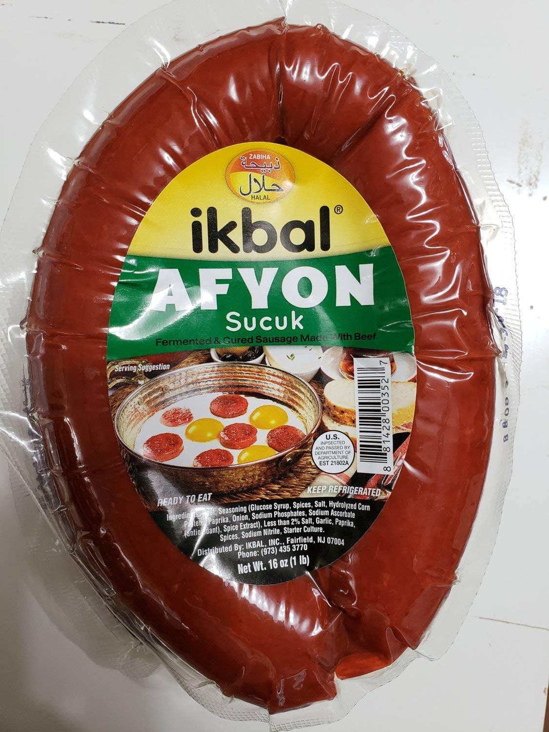 Amazon.com: Ikbal Afyon Style Halal Sujuk Soudjouk Sucuk