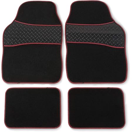 Safe Travel 27752 Universal Car Mats, Heavy Duty Rubber Heel Pad, Red ...
