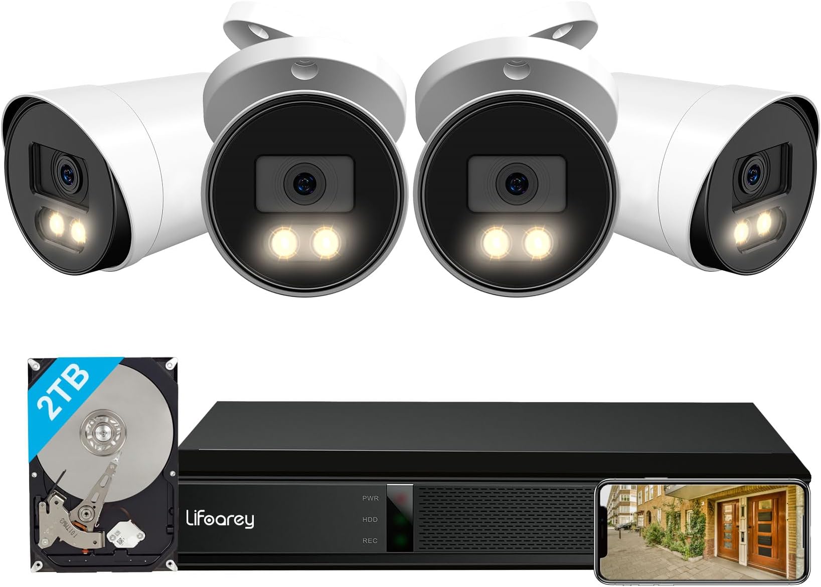 Amazon.com: Lifoarey Security Camera System, PoE Wired Camera System ...
