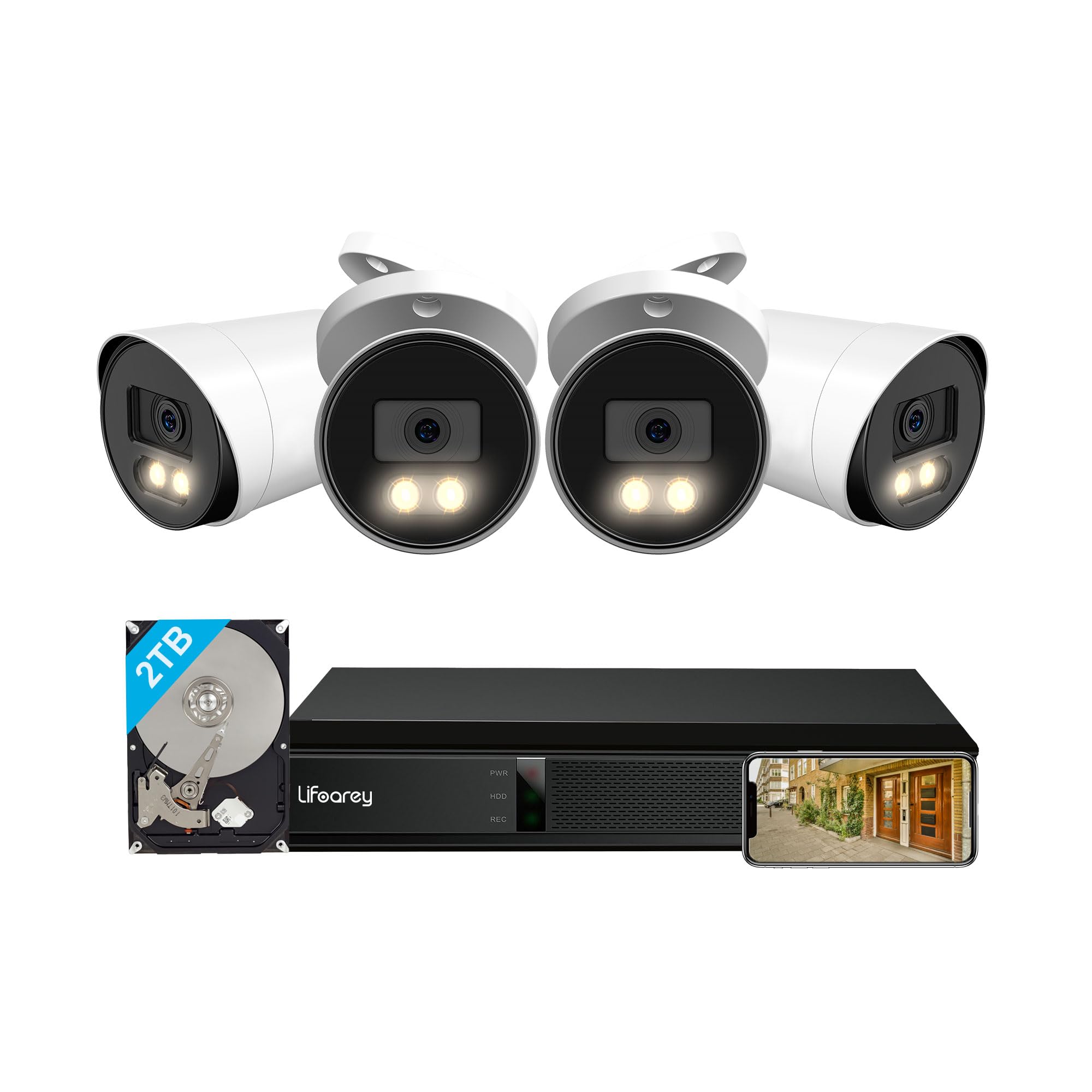 Amazon.com: Lifoarey Security Camera System, PoE Wired Camera System ...