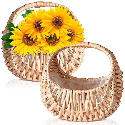 Amazon.com: 2Pcs Small Wicker Basket with Handle - Flower Girl Baskets ...