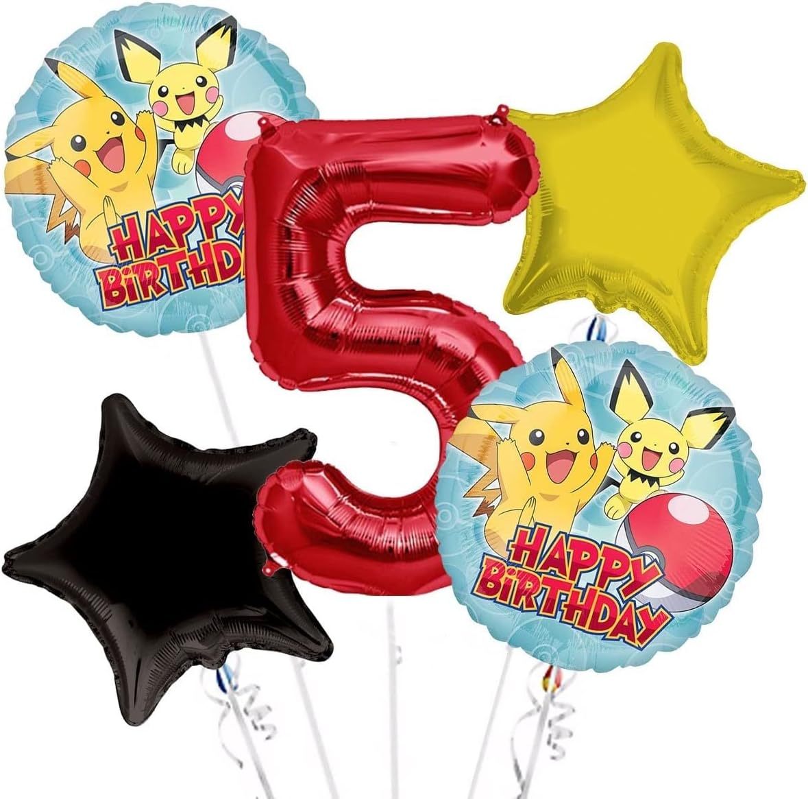 Amazon.com: Pokemon Balloon Bouquet 5th Birthday 5 pcs - Party Supplies ...