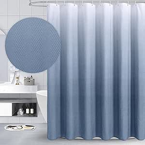 Amazon.com: Gibelle Ombre Blue Shower Curtain, 3D Embossed Textured Herringbone Fabric Shower ...