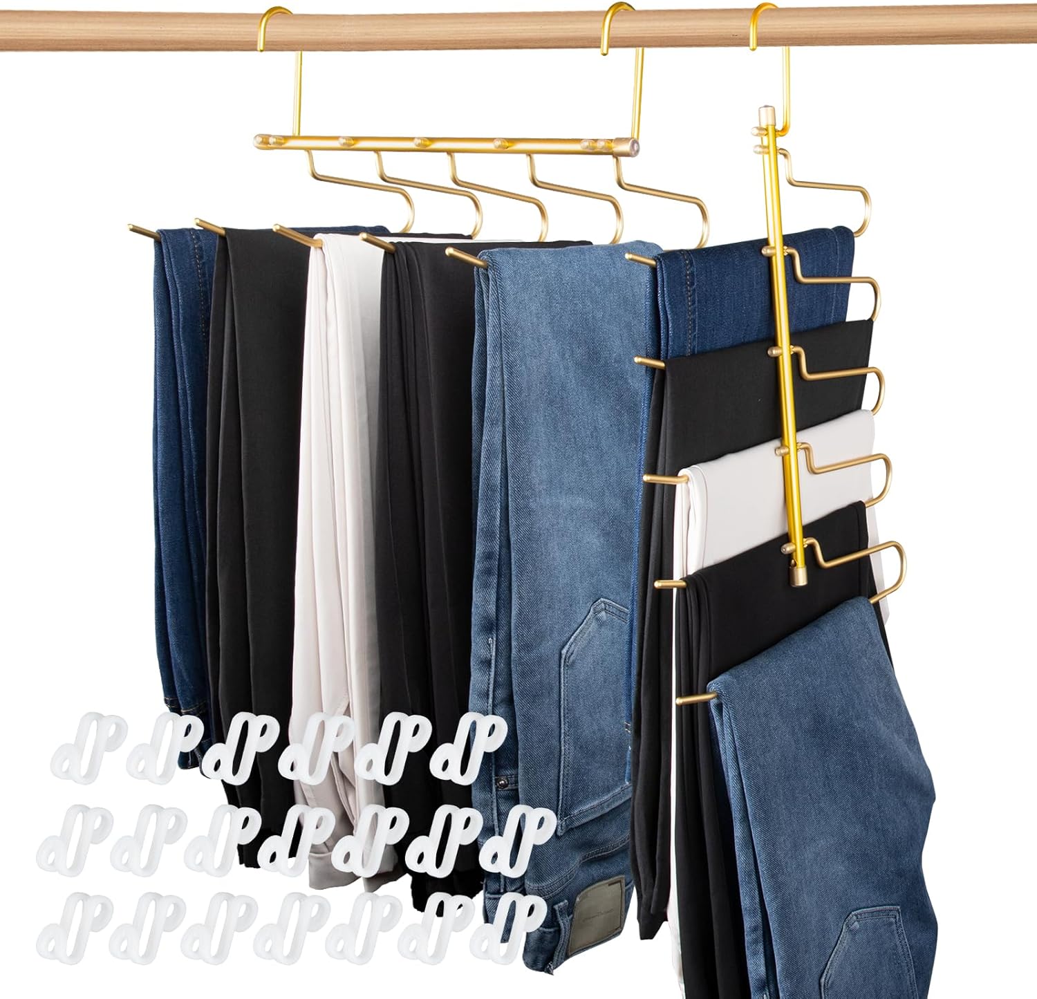 Amazon.com: Pants Hangers Space Saving, Aluminum Alloy 5 Layers 2 Uses ...