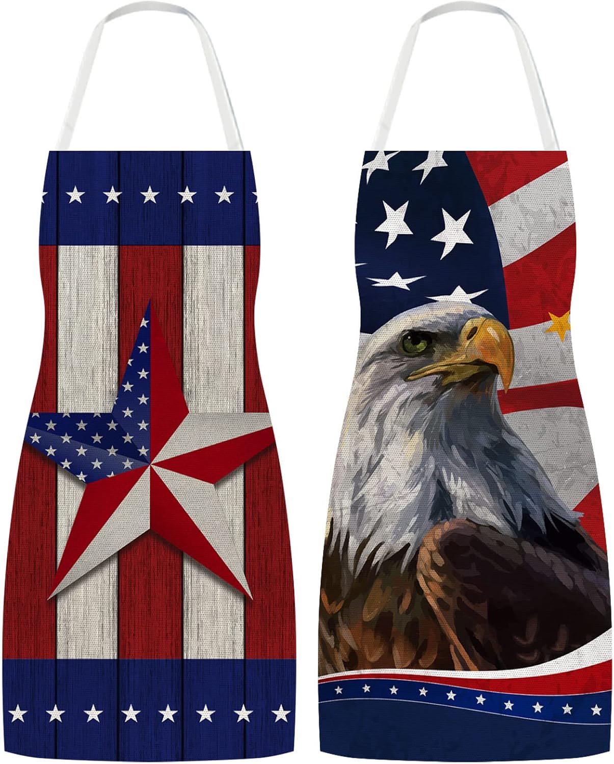 Amazon.com: Whaline Patriotic Aprons 4th of July Chef Cooking Apron ...