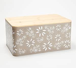 Amazon.com: Temp-tations Metal Bread Box with Bamboo Lid (Taupe): Home ...