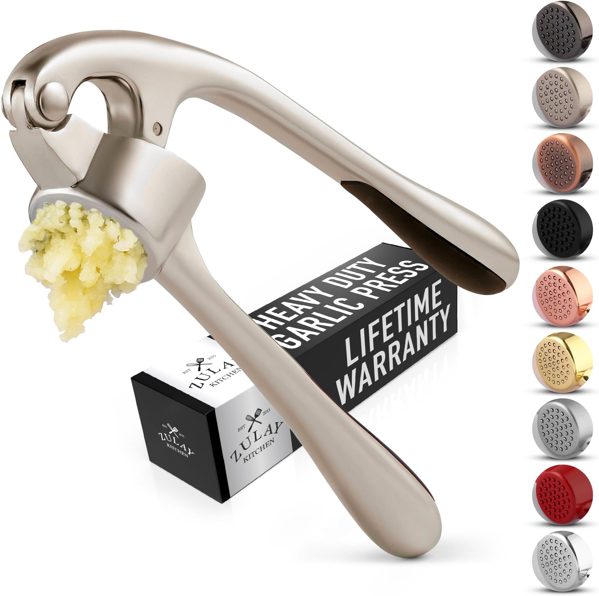 Amazon.com: Zulay Kitchen Premium Garlic Press - Durable Garlic Masher ...