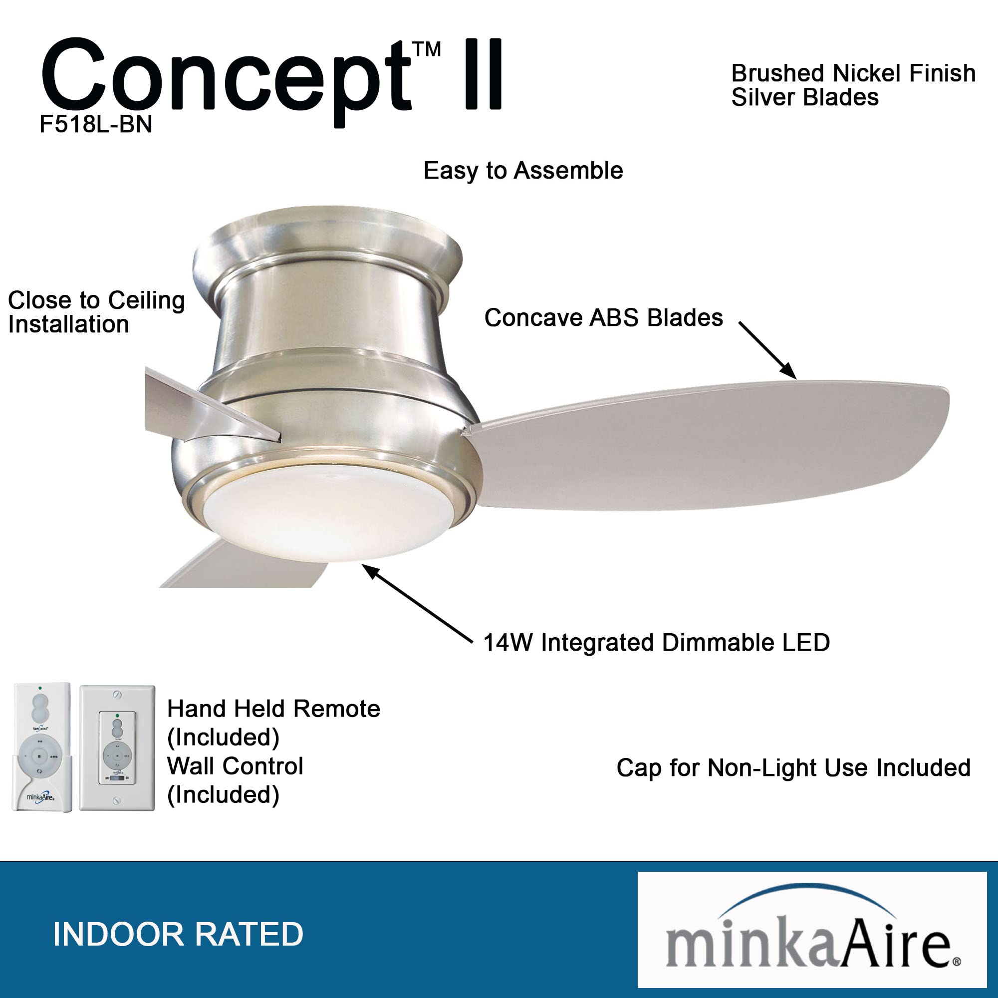 Snapklik.com : MINKA-AIRE F518L-BN Concept II LED Brushed Nickel 44 ...