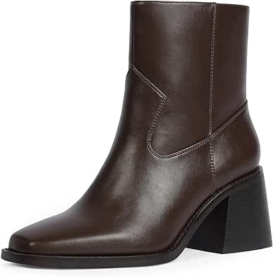 Amazon.com | Easyfox Ankle Boots for Women 2.76" Chunky Heel Square Toe ...