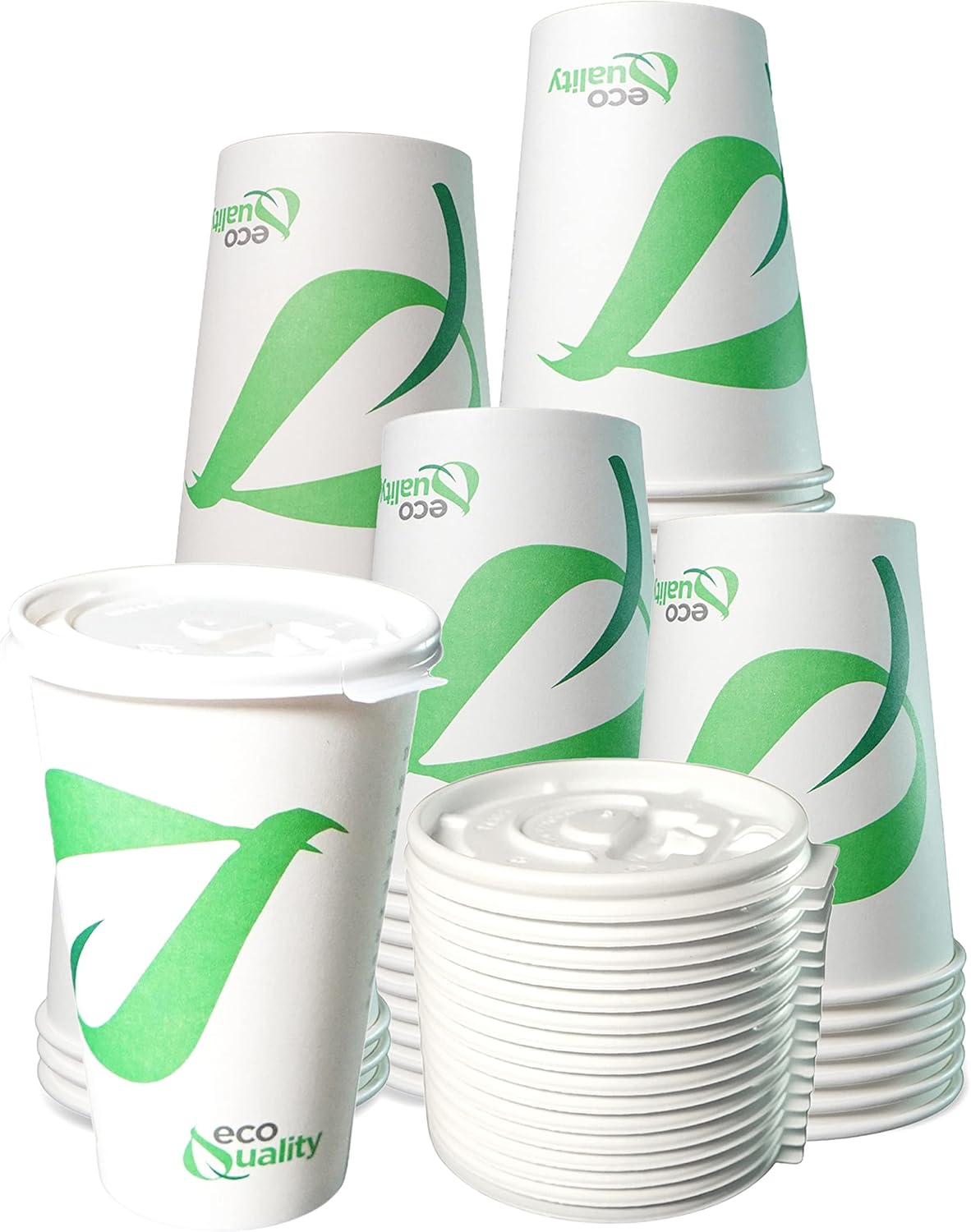Amazon.com: 16 oz Compostable Paper Cups with White Flat Lids ...