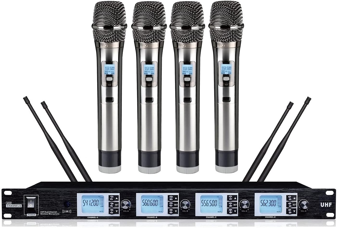 Amazon.com: Theater Microphones Wireless System Professional 4 Channels ...