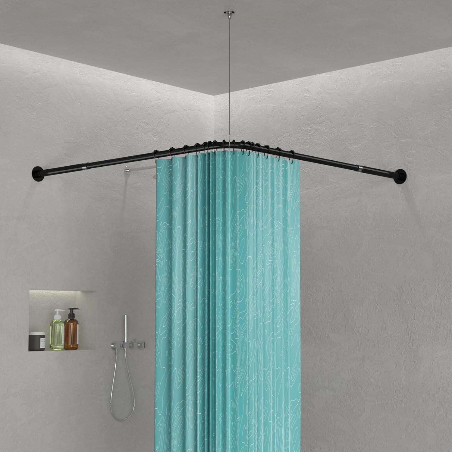 Amazon.com: Corner Shower Curtain Rod L Shaped, Curved Shower Rod ...