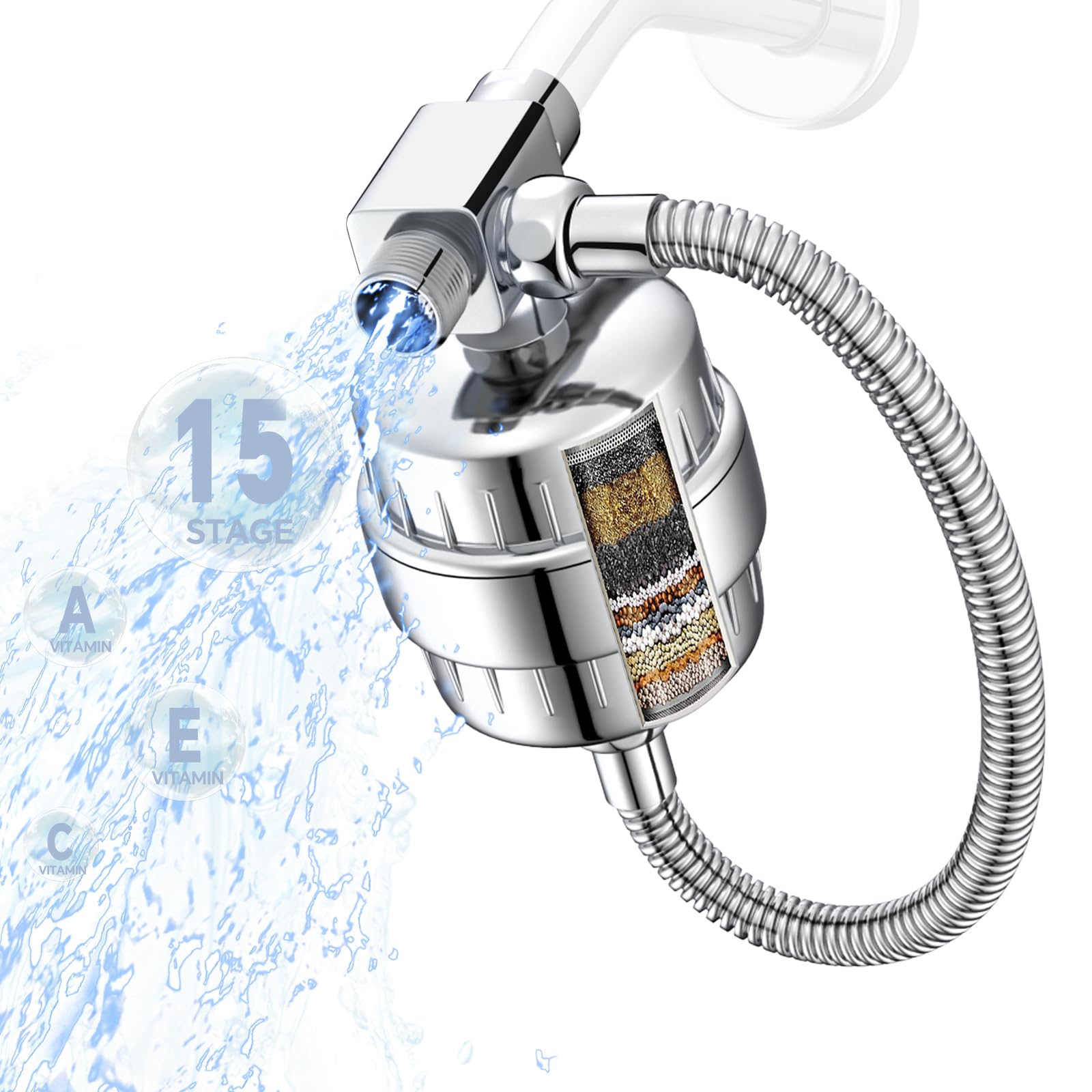 Universal 15 Stage Shower Head Filter for Hard Water, Dual ShowerHead ...