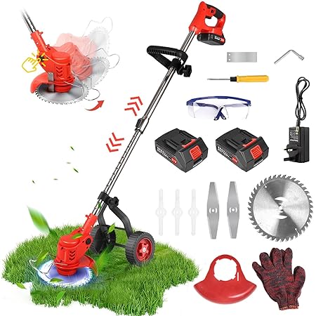 Bamse Cordless Grass Trimmer 21V, Cordless Strimmer Brushless with 2 ...