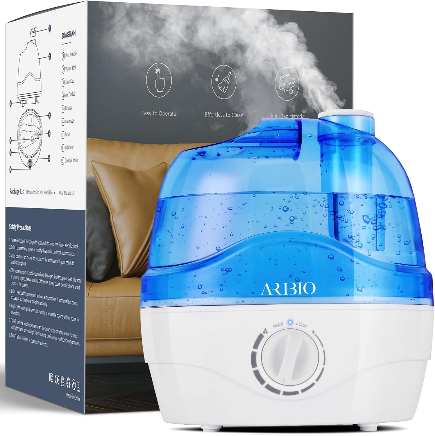Humidifiers,2.2L Humidifier for Bedroom Baby Room, Air Humidifier with ...
