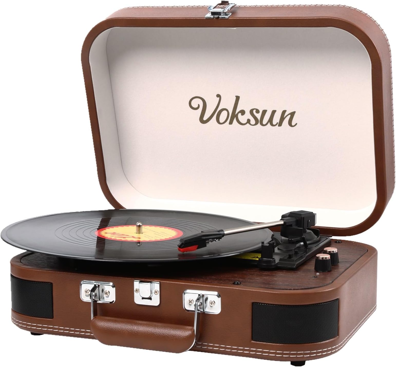 Record Player, VOKSUN Portable Bluetooth Vinyl Turntable with Built-in ...
