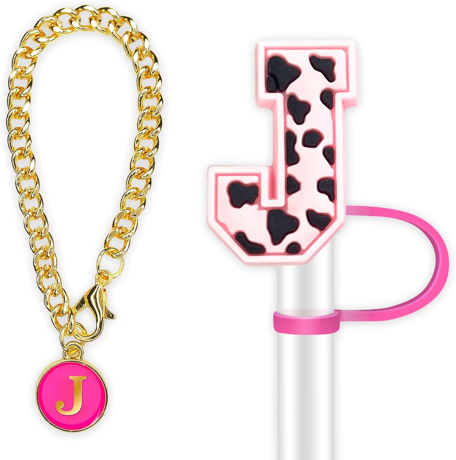 Amazon.com | Yanvowes Pink Letter Straw Toppers for Stanley, 10mm ...