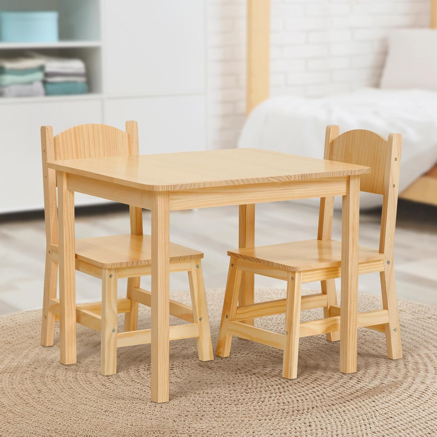 Amazon.com: OOOK Solid Wood Toddler Table and Chair Set, Ergonomically Designed Kids Table and ...