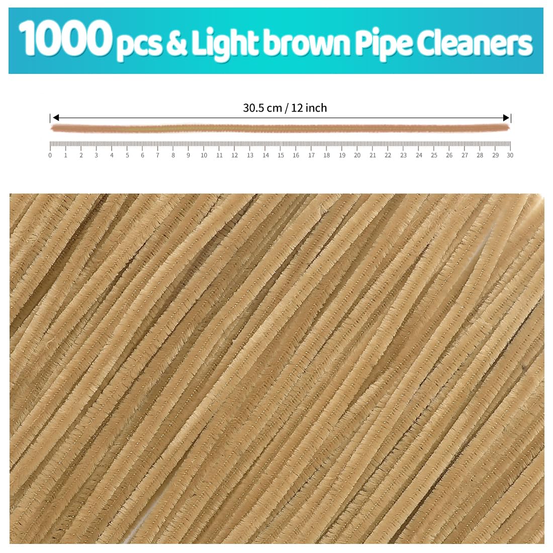 Snapklik.com : Iooleem 1000pcs Light Brown Pipe Cleaners, Chenille ...