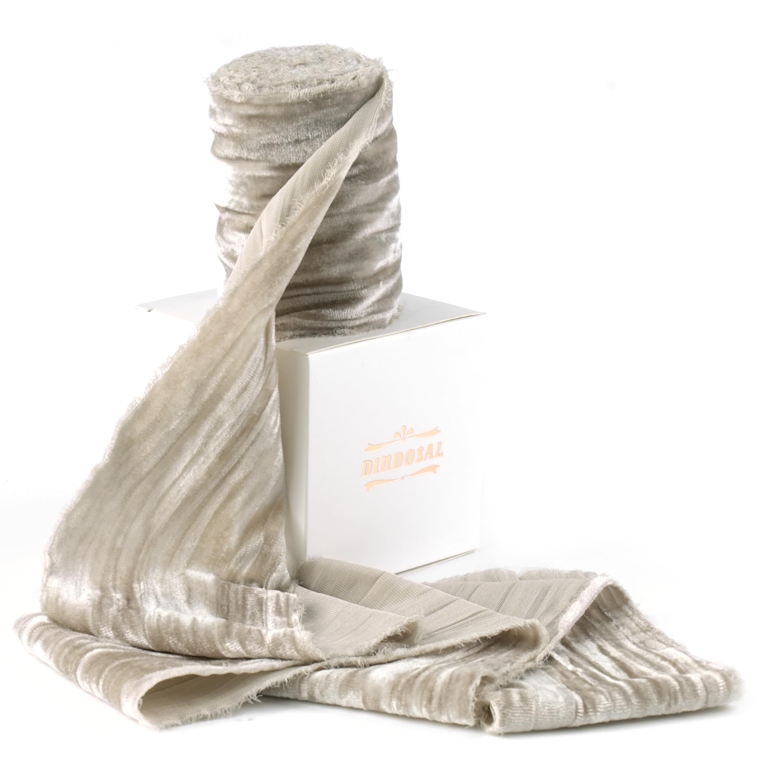 Amazon.com: DINDOSAL Taupe Velvet Ribbon 3 inch Taupe Frayed Velvet ...
