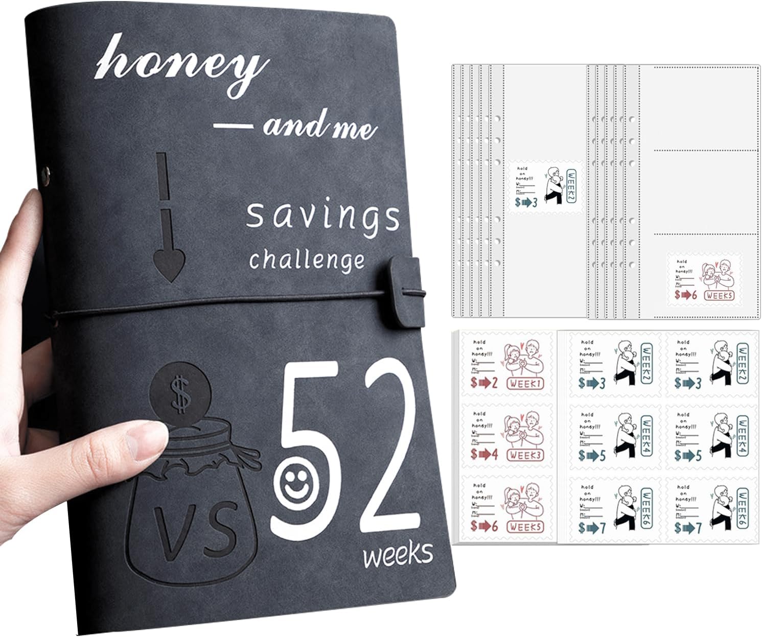 Amazon.com : Leather 52 Week Challenge Binder Money Saving A5 ...