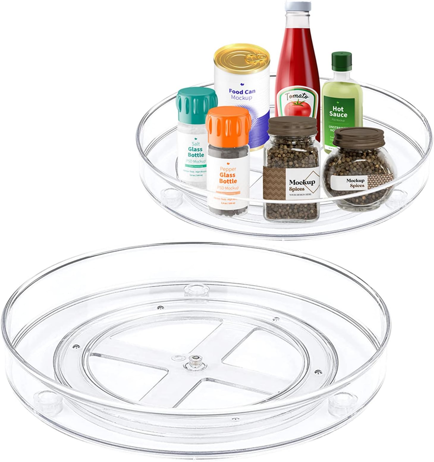 Amazon Basics Clear Lazy Susan Turntable Organiser, 22.9 cm, 2-Pack ...