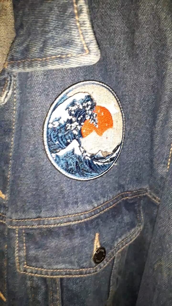 ZEGIN Great Wave off Kanagawa Patch Embroidered Badge Iron On Sew On ...