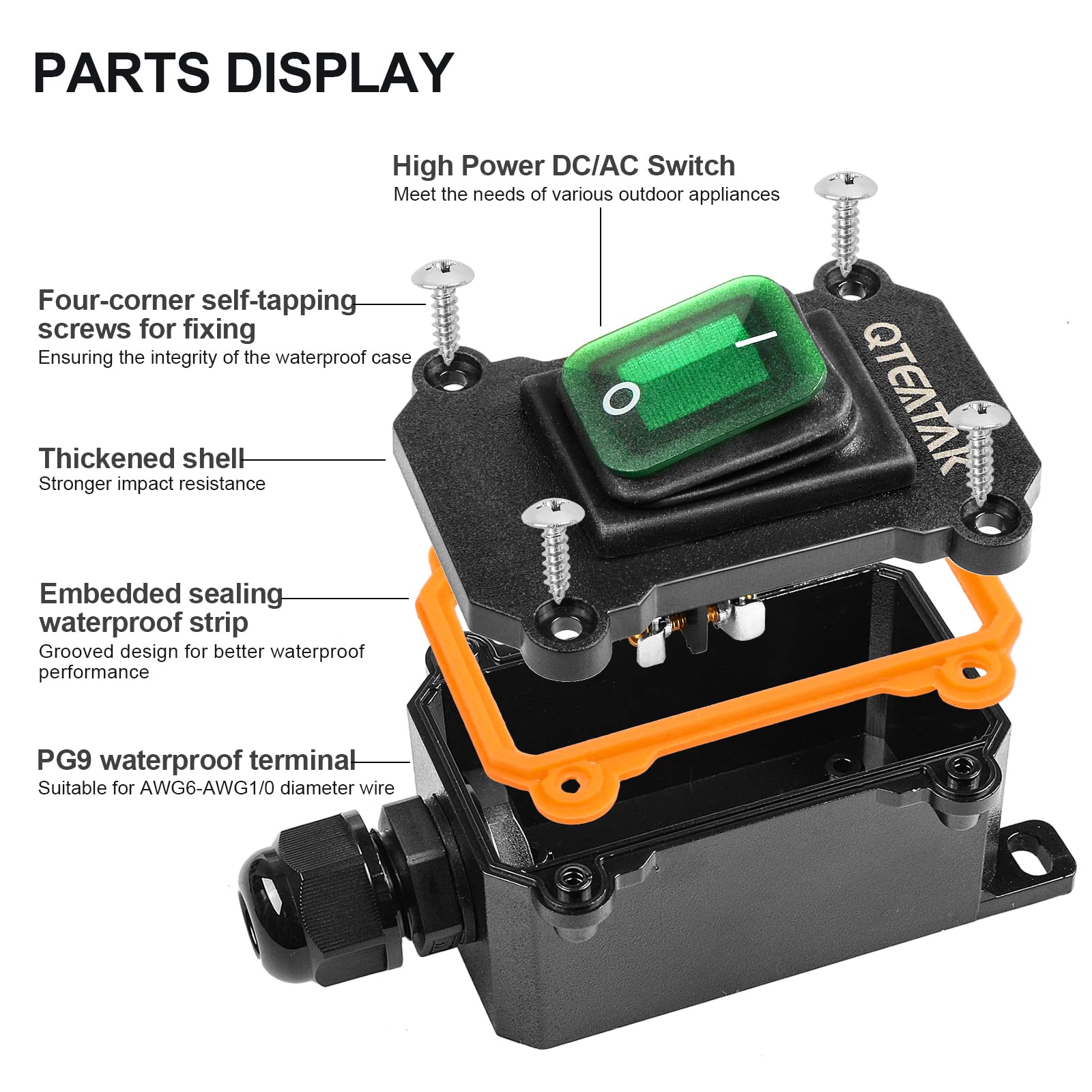 Snapklik.com : QTEATAK Inline Cord Switch DPST 4Pins AC/DC 20A-125V,16A ...