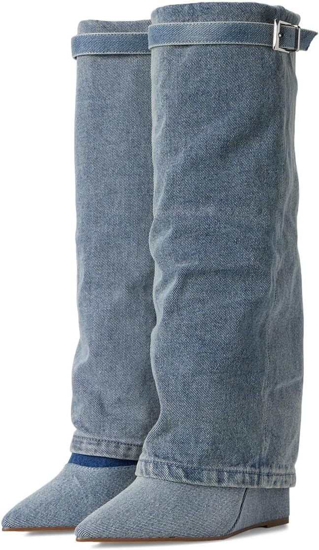 Amazon.com | Steve Madden Women's Corenne Knee High Boot, Denim, 7.5 ...