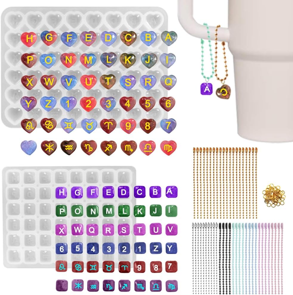 Amazon.com: Alphabet 2PCS Set Letters Epoxy Resin Silicone Molds ...