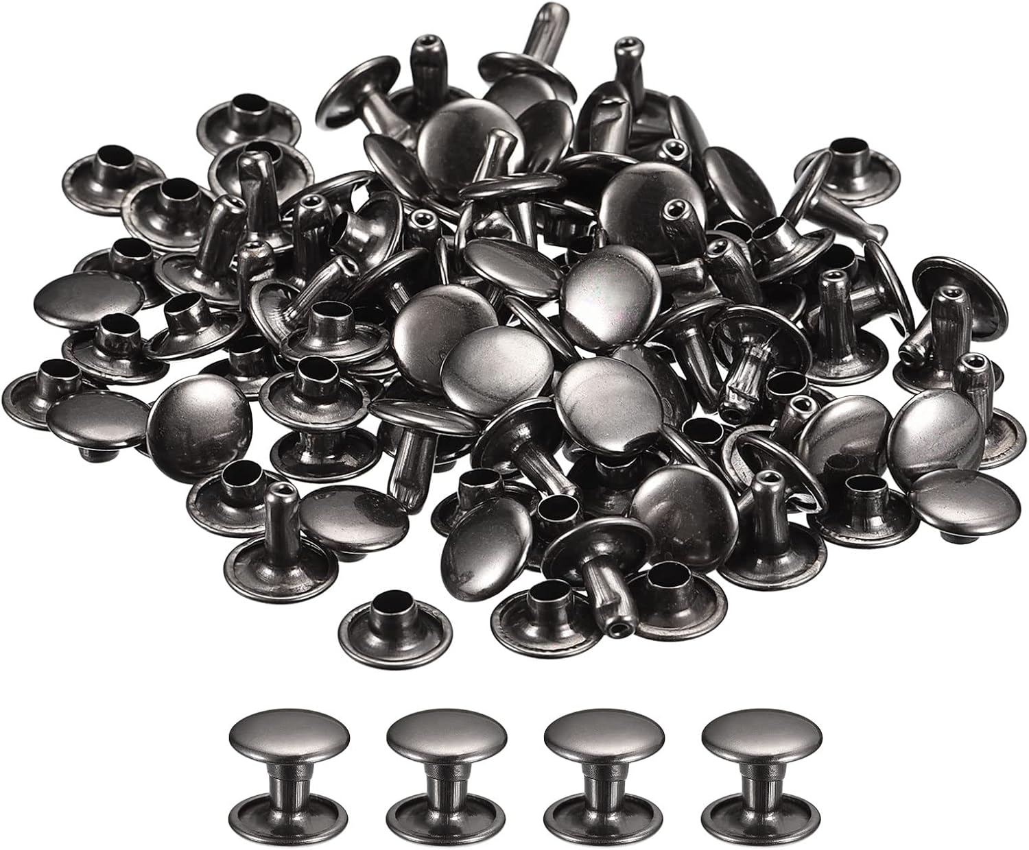 Amazon.com: uxcell 100 Sets Leather Rivets, 9mm Double Cap Rivets 8mm ...
