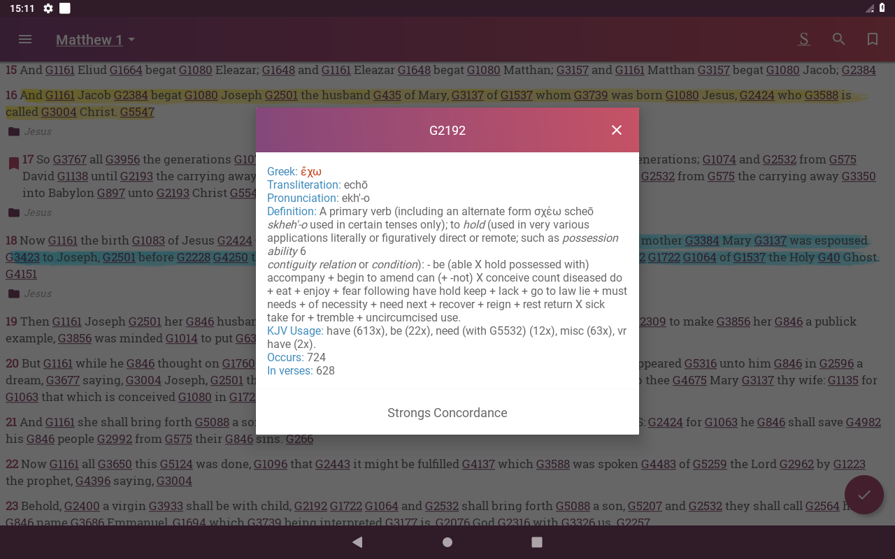 Bible with Strongs Exhaustive Concordance - App on Amazon Appstore