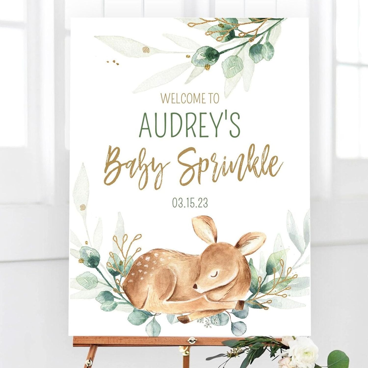 Amazon.com : Deer Baby Sprinkle Welcome Sign, Personalized Baby ...
