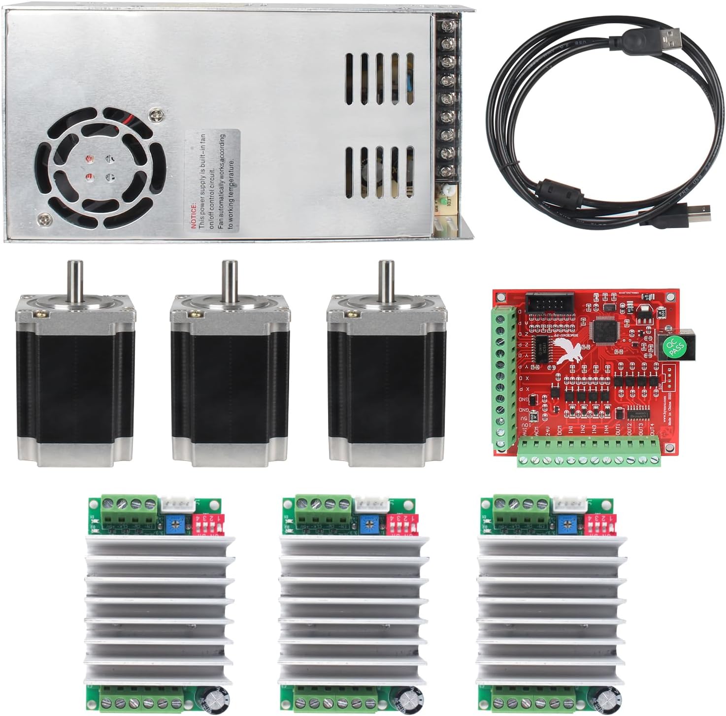RATTMMOTOR CNC Controller Kit, 3 Axis CNC Kit with Nema23 Stepper Motor 57*76mm 270Oz-in 3A 1 ...