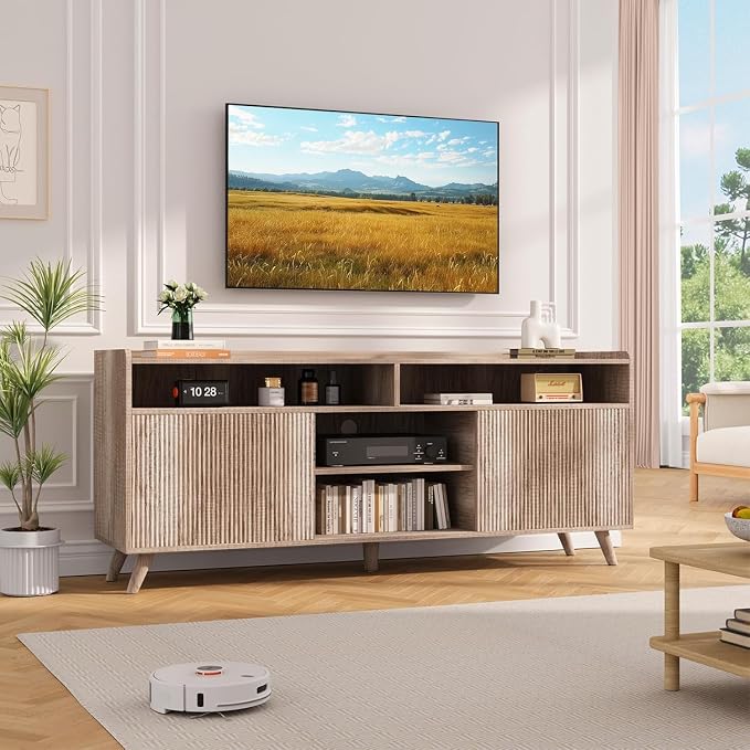 Amazon.com: Jocoevol Fluted TV Stand for 65 inch TV Boho Entertainment ...
