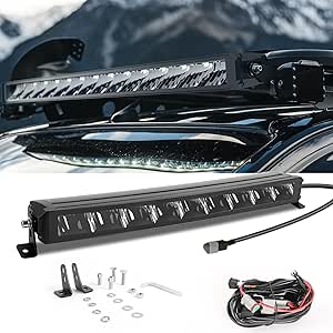 CO LIGHT 20 Inch Curved Single Row LED Light Bar - 90W 10000 Lumens 6000K White Yellow Ambient ...