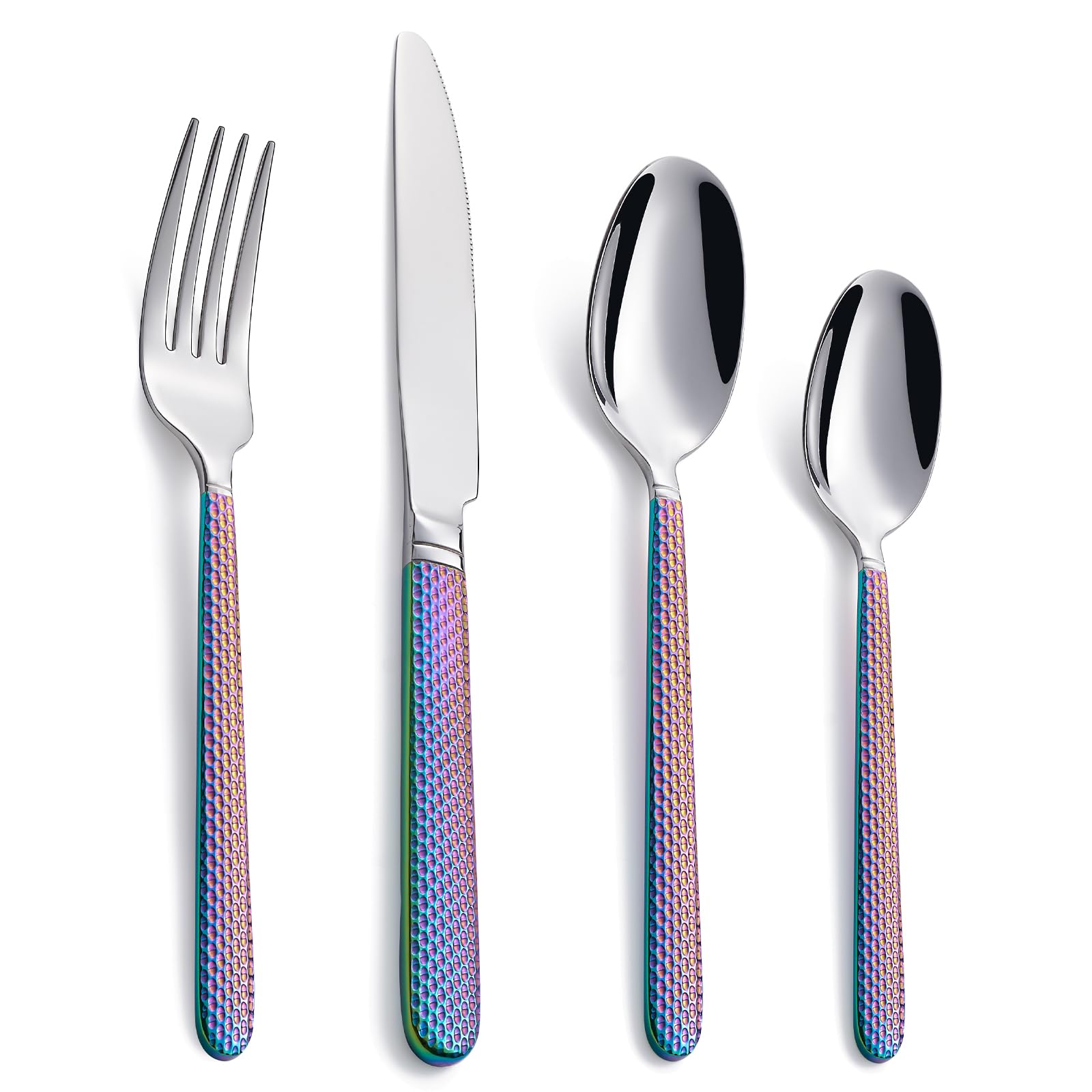 Amazon.com | Onlycooker 16-Piece Rainbow Silverware Set,18/0 Stainless ...